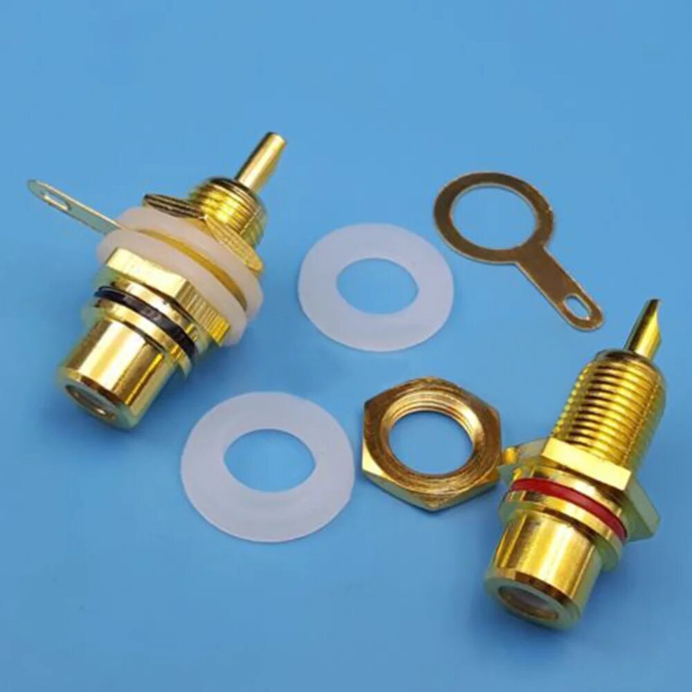 RCA разъемы BAJEAL, золотистые, черные, красные, 10 шт