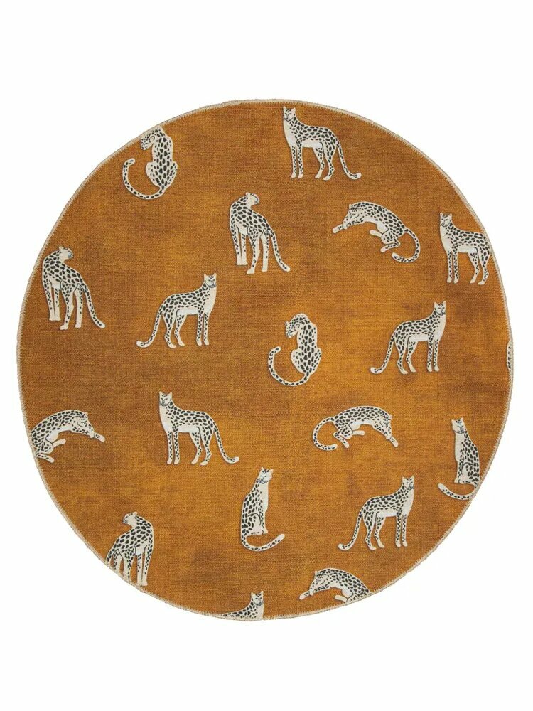 Ковер О815, круглый, безворсовый, с леопардовым принтом, 1,2x1,2 м