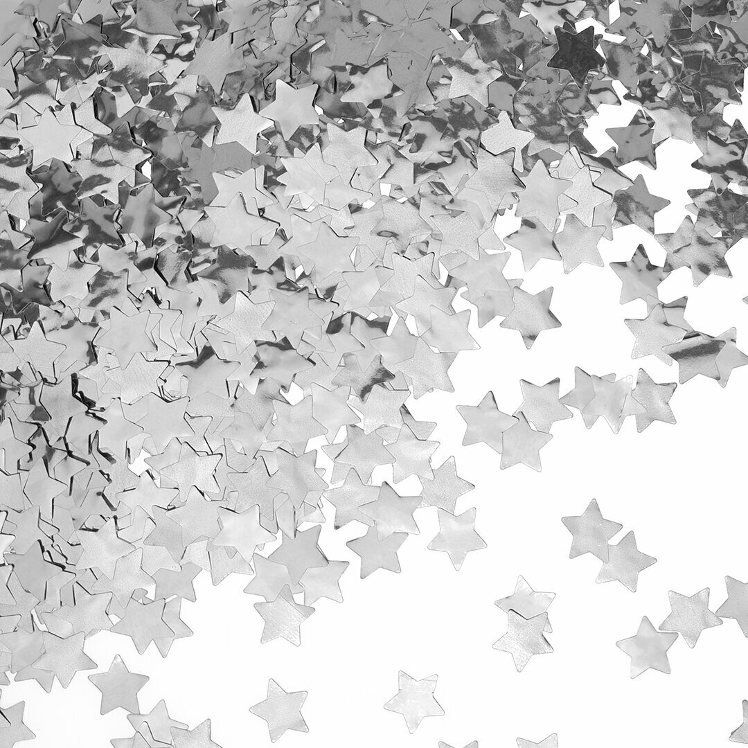 Конфетти Волна веселья Фольга Звезда серебро металлик 1,5 см 50 г
