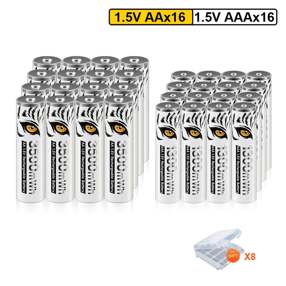 Перезаряжаемые батарейки PALO 1.5V AA AAA 16AA 16AAA
