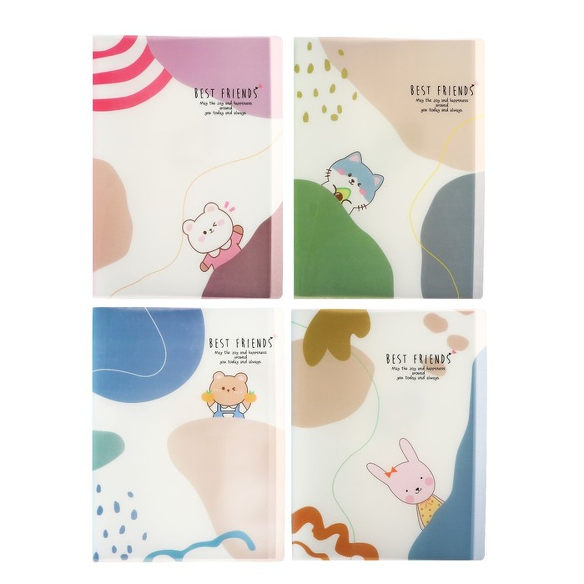 Папка Calligrata "Зверята" А4, 40 вкладышей, пластиковая, белая