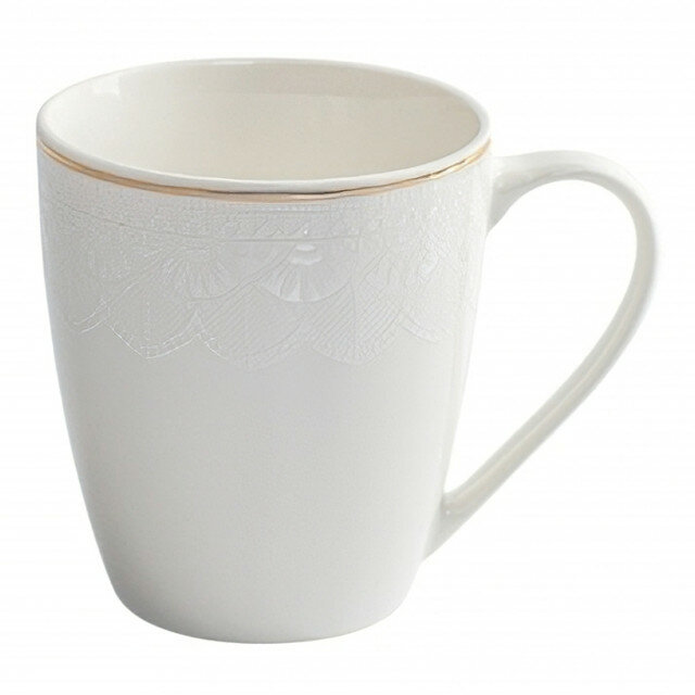 FIORETTA кружка White Lace 360мл фарфор элегантная посуда для чая и кофе на каждый день
