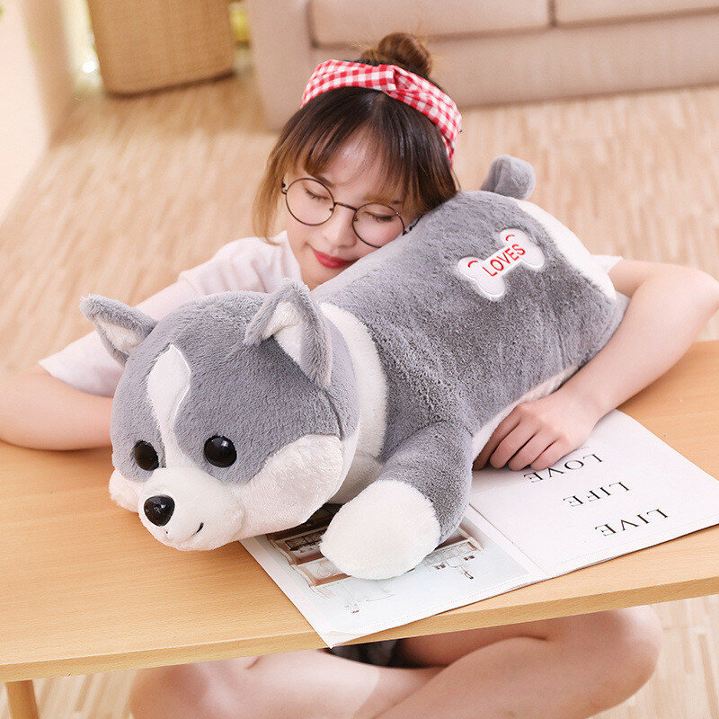 Cute corgi stuffed animal plush toy dog pillow super soft and huggable cuddle buddy gray 60cm