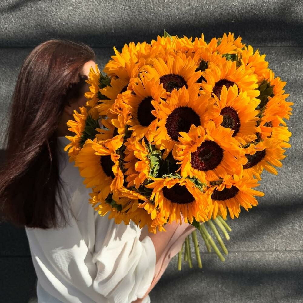 Букет из подсолнухов 21 шт шикарный букет премиум букет премиум цветы