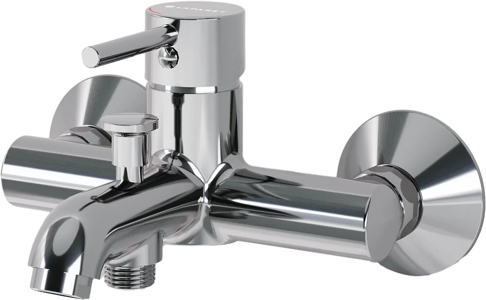 Смеситель для ванны с душем Laparet Miniliada N2039602LPT настенный, однорычажный, хром, глянцевый, латунный, без лейки, с керамическим картриджем