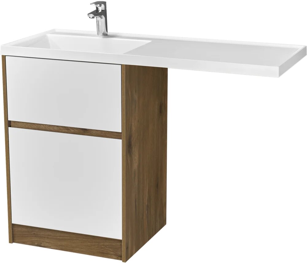 Тумба под раковину без столешницы AQUATON Лондри 60 дуб рустикальный, фасад белый