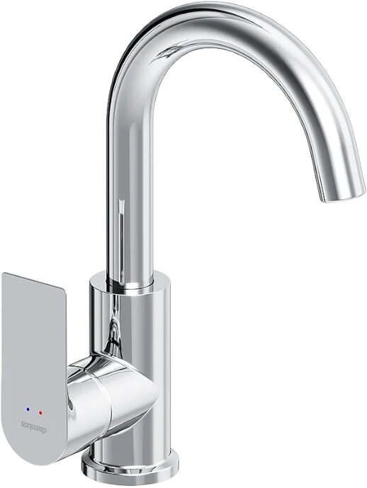 Смеситель для раковины Damixa Apollo 470220000 хром, глянцевый, кран для ванной в раковину, из латуни, рычажный, с поворотным изливом, с керамическим картриджем