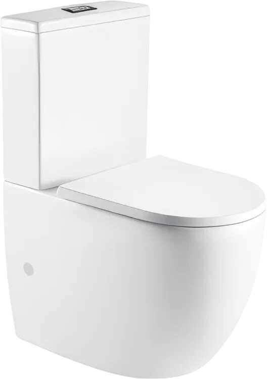 Унитаз-компакт напольный Weltwasser WW Merzbach 011GL-WT XL с микролифтом, безободковый, антивсплеск, фаянсовый, белый, глянцевый, овальный, с нижним подводом, сиденье для унитаза в комплекте