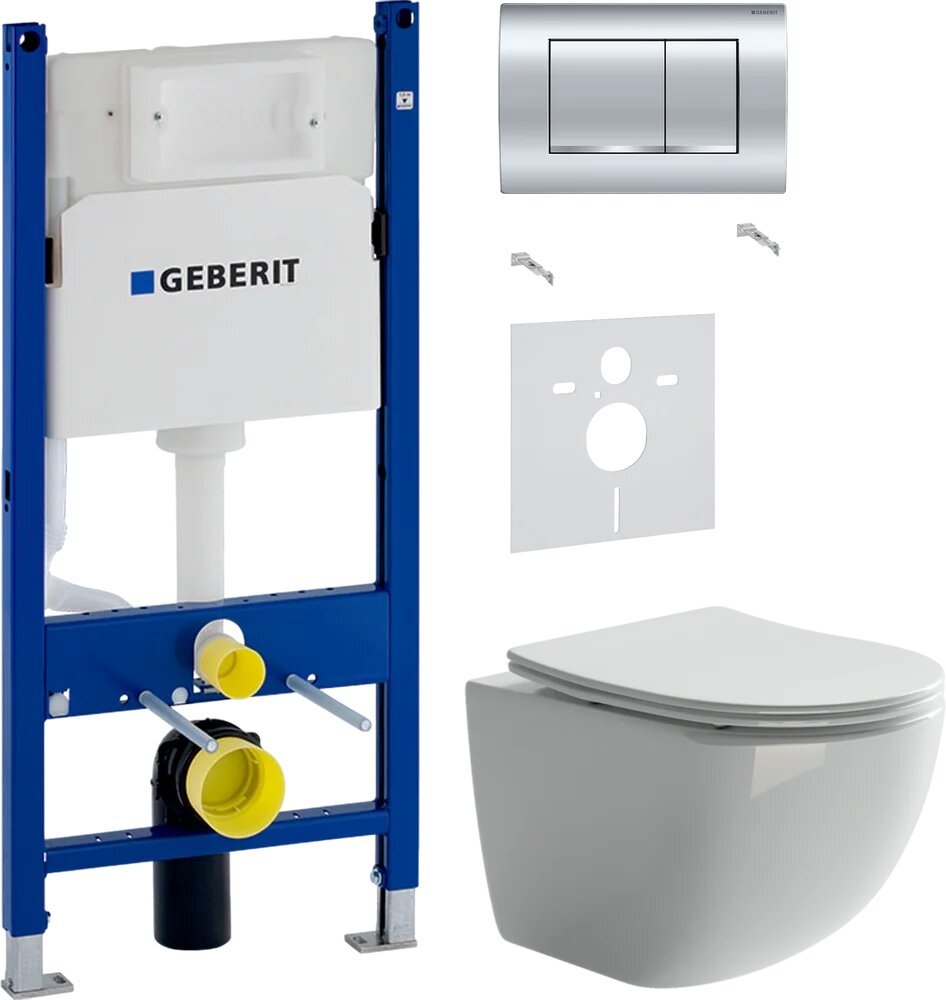 Комплект 3 в 1 Унитаз подвесной Ceramicanova Forma CN3009 / Звукоизоляция Geberit 156.050.00.1 / Инсталляция с кнопкой Duofix Delta 458.163.21.1 цвет хром