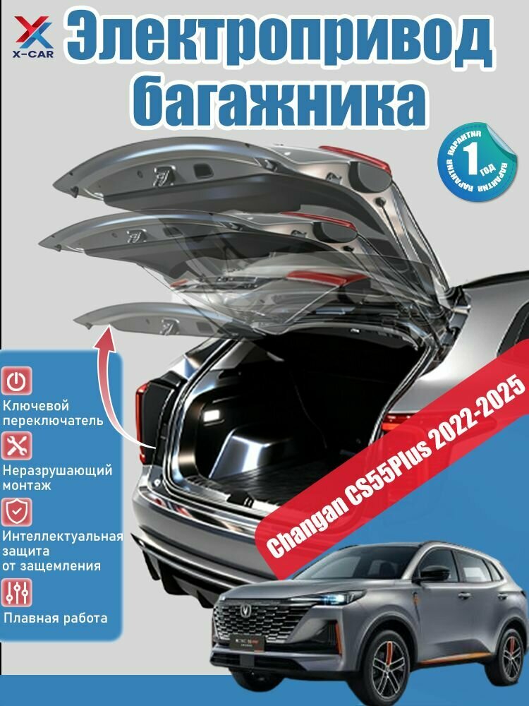 Электрический привод багажника Changan CS55 Plus 2022-2025 (мы предоставим вам подробное руководство по установке на русском языке), интеллектуальный привод задней двери и защита от помех.