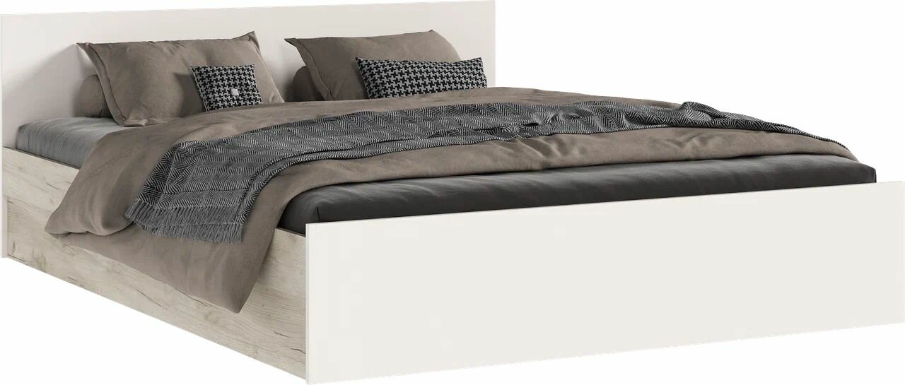 Кровать Басямиф 1,6м. Кашемир, Дуб Крафт серый. ЛДСП