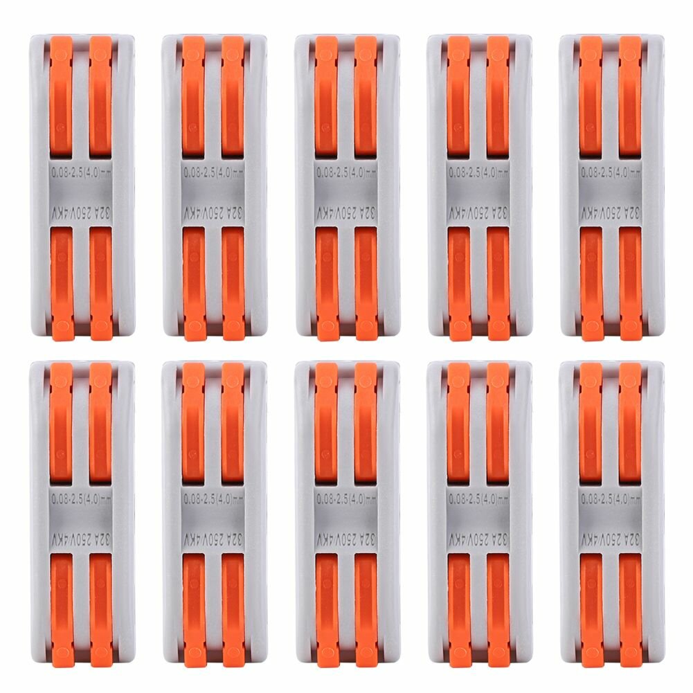 10 шт. цветной кнопочный соединитель PCT2-2, клеммная колодка 2-в-2-вых, для электрических проводных зажимов, монохромный