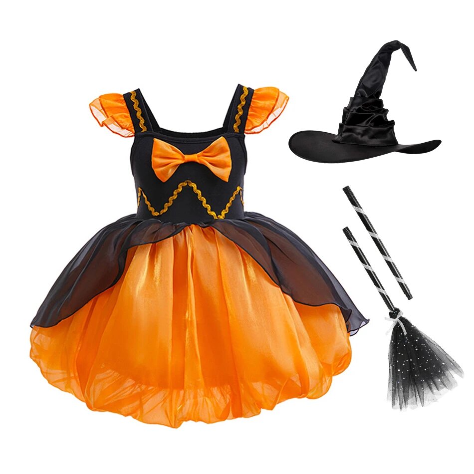 Детское платье принцессы с тыквой 100(2-3Y), Halloween Dress 03