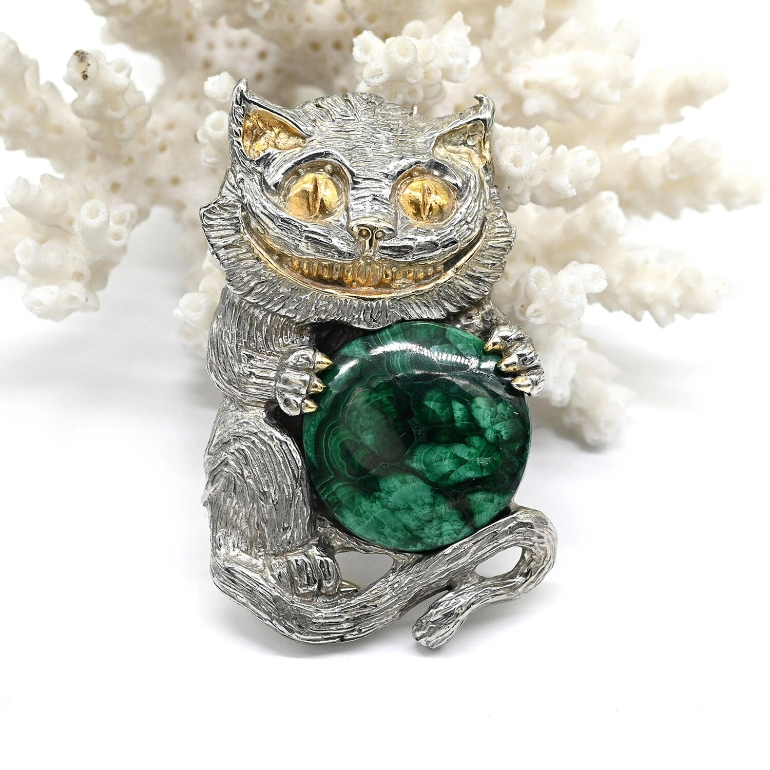 Брошь, малахит