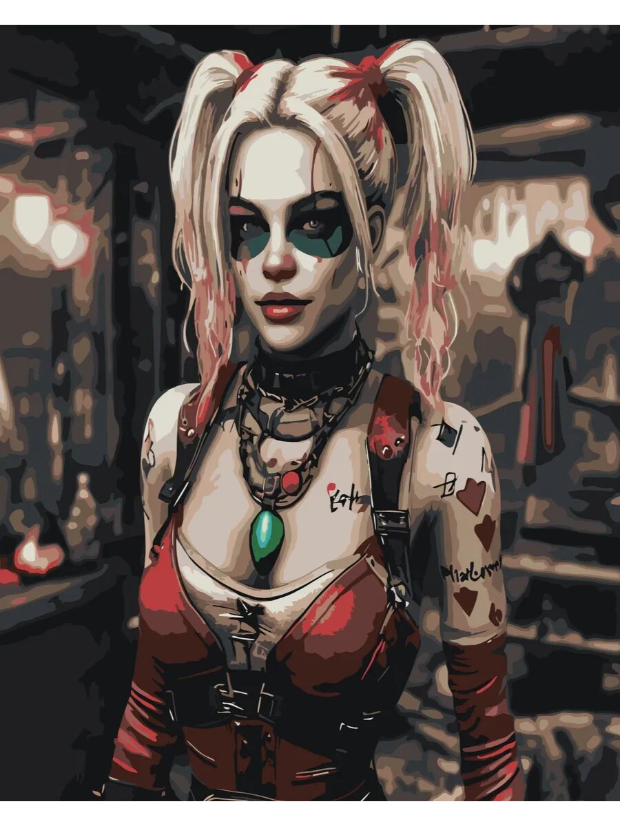 Картина по номерам Харли Квин Суперзлодейка Марвел