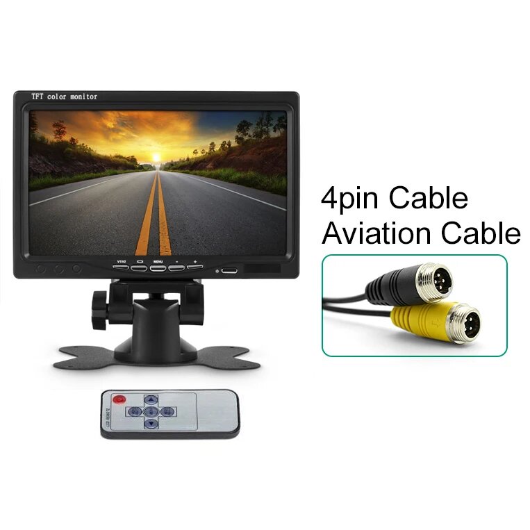 Автомобильный HD 800x480 7-дюймовый цветной TFT ЖК-экран GreenYi монитор заднего вида для грузовика автобуса автомобиля с ИК-пультом дистанционного управления, 4 Pin Calbe
