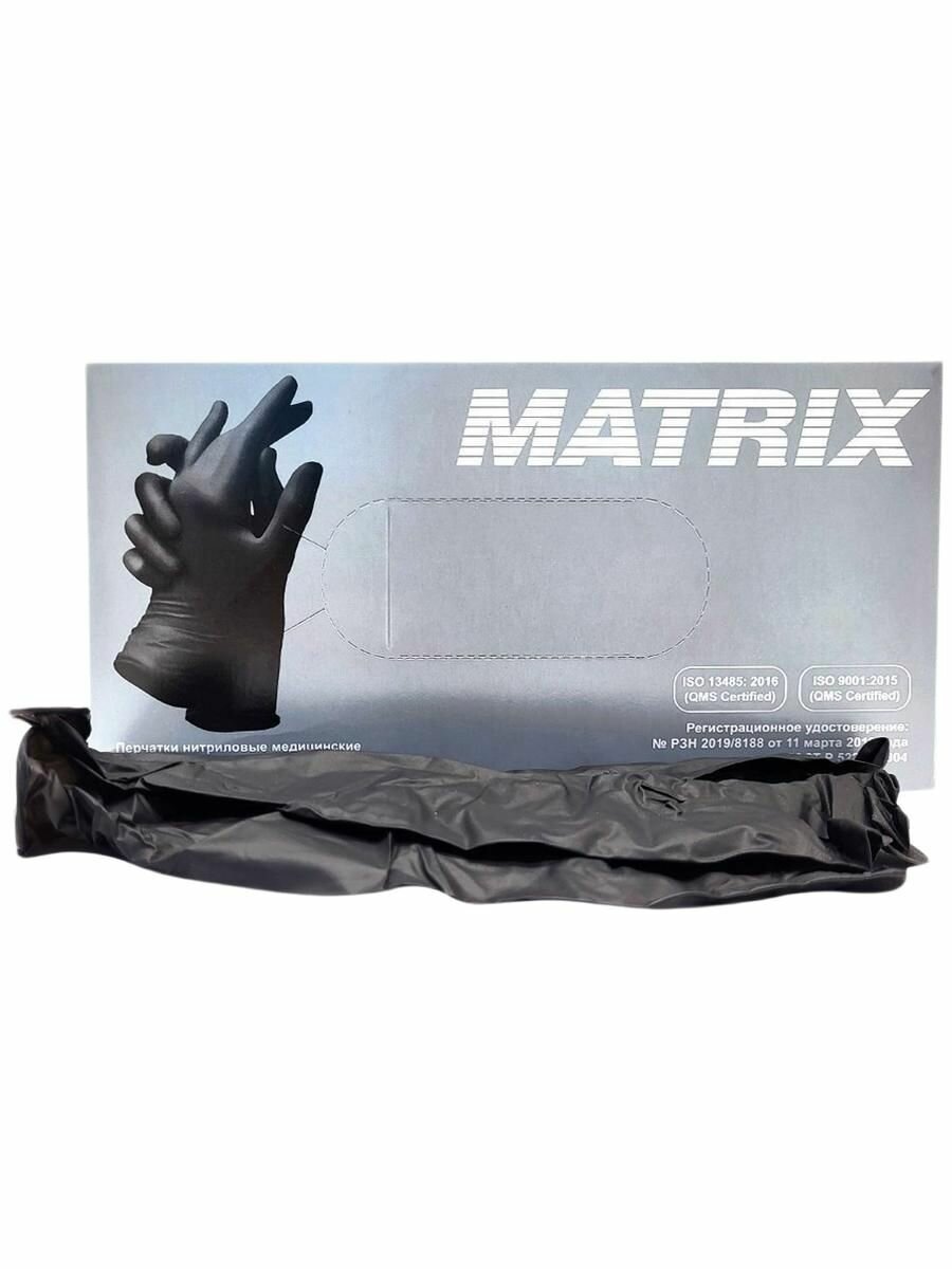PRIMO перчатки нитриловые одноразовые 100 штук/50 пар, чёрные М