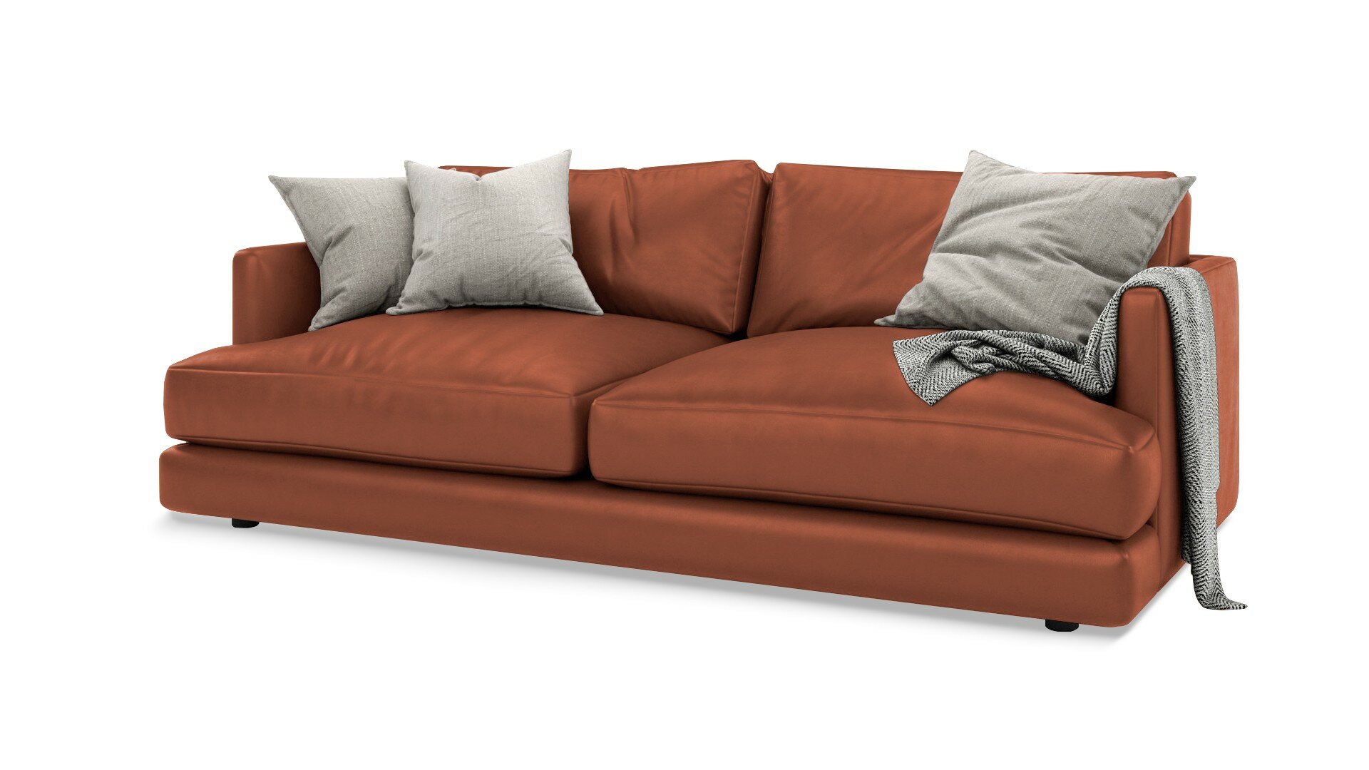 Диван Ибица Madras 3007 NEW 215x116x93 см, терракотовый Натуральная кожа, еврокнижка GOODFORM