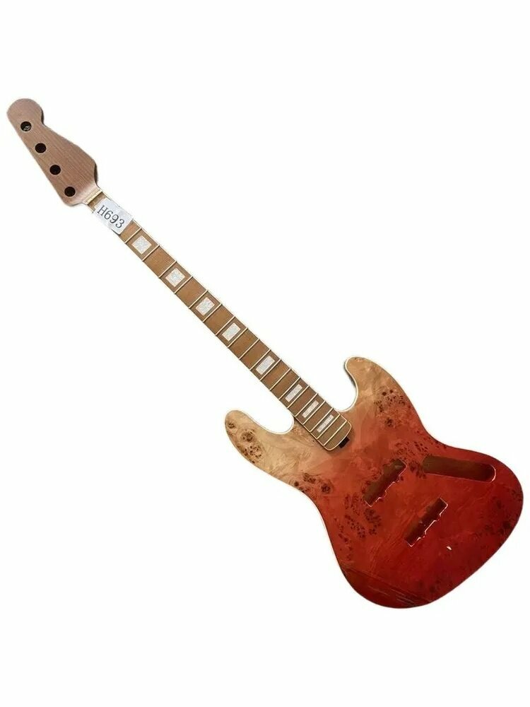 H693 Полуфабрикат бас-гитары в стиле Fender (DIY) - радужно-оранжевый цвет, 4 струны, Jazz Bass: корпус из ольхи (Alder) + гриф из термообработанного клёна, 20 ладов