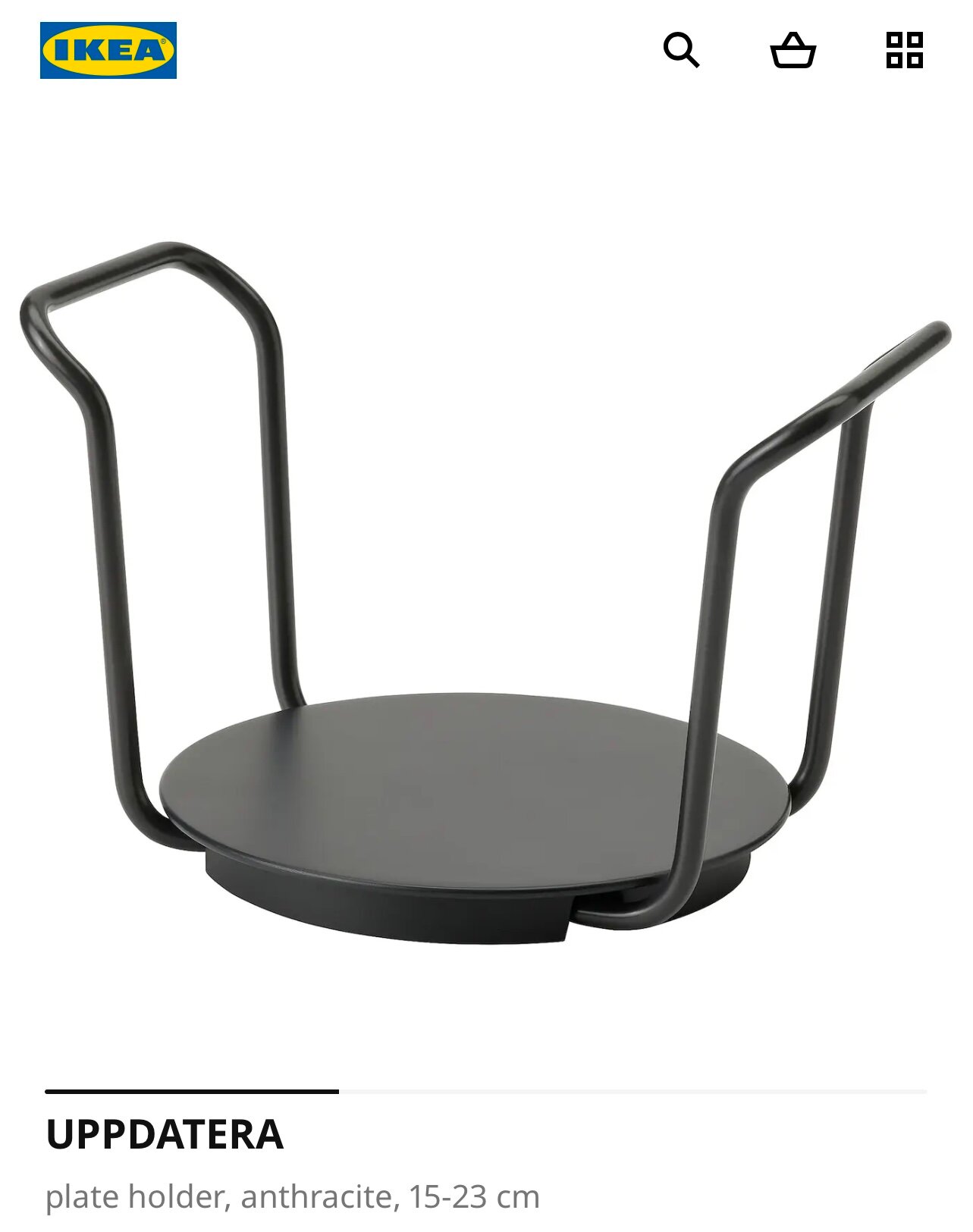 Держатель для тарелок икеа UPPDATERA,15-23 см, антрацитный, настольный, металлический