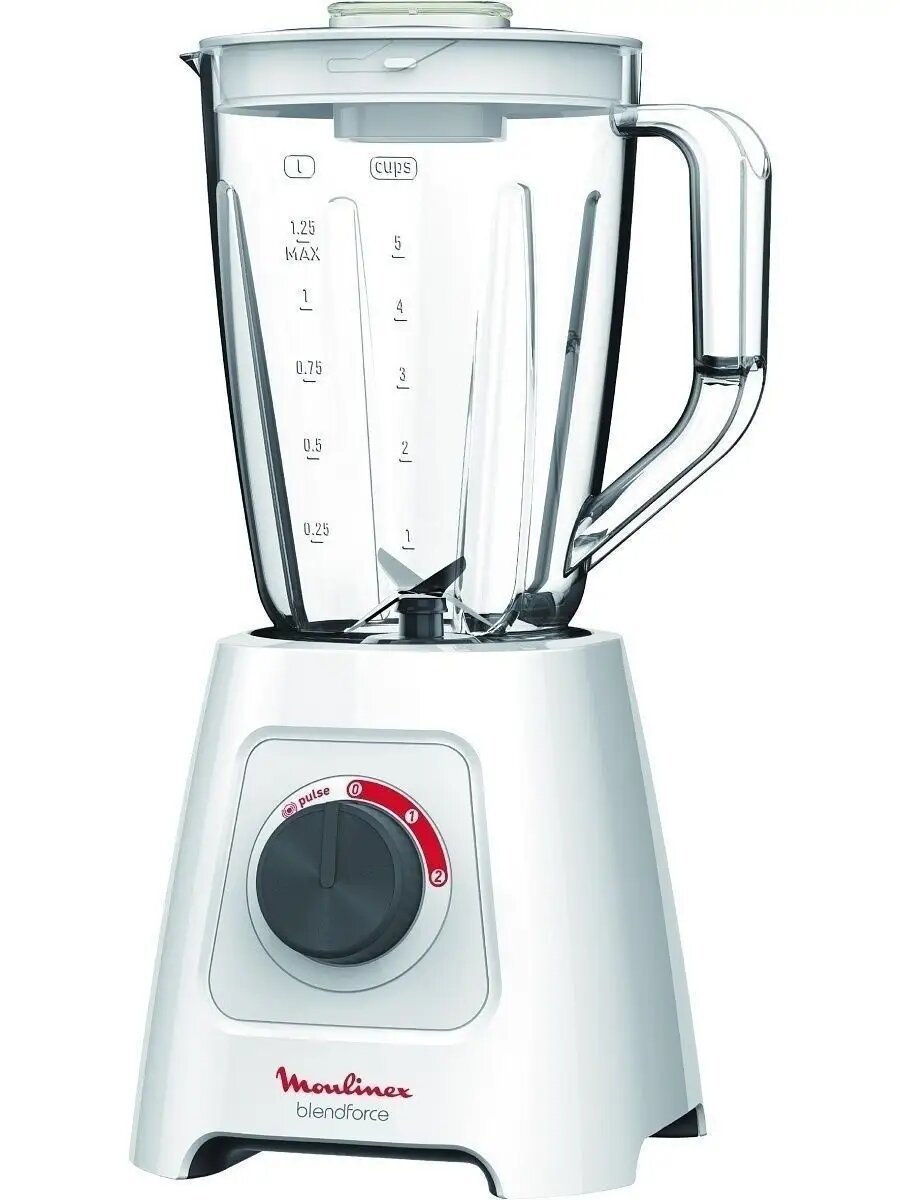 Блендер Moulinex LM420110, 600Вт, белый, нескользящий, 2 скорости, импульсный режим