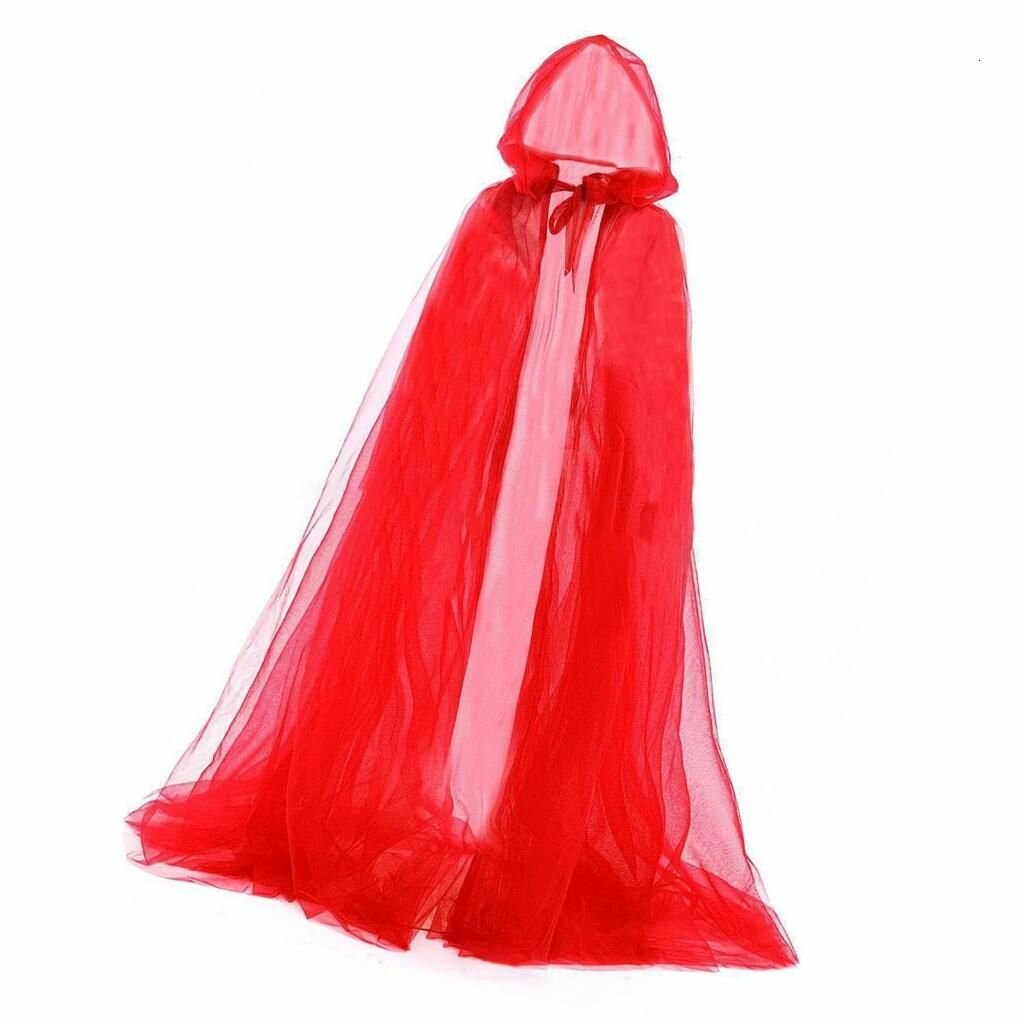 Прозрачная накидка с капюшоном для Хэллоуина, красный