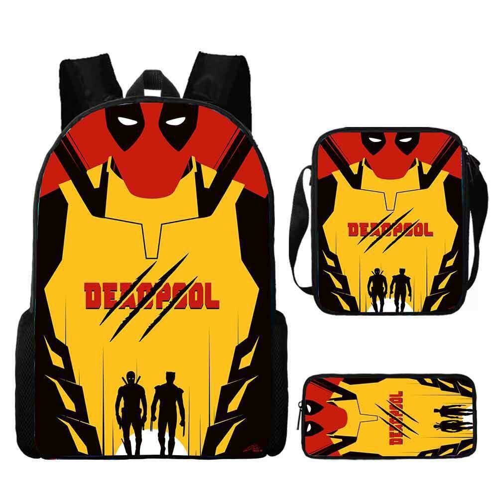 Желтый костюм Дэдпула и Росомахи, модный дорожный рюкзак/сумка/сумка-карандаш, комплект из трех предметов, жесткая школьная сумка для хранения, крутая