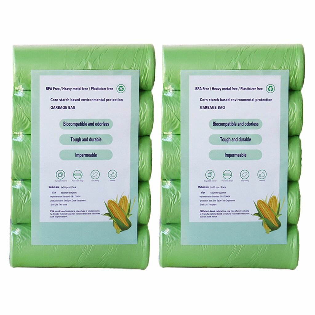 2 упаковки биоразлагаемых мешков для мусора-зеленые