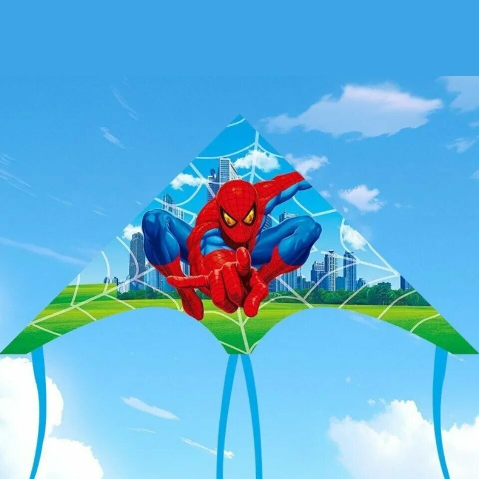 Воздушный змей Человек паук с катушкой 100м, размах - 140см / Управляемый летучий змей для игры на улице для детей Spider man