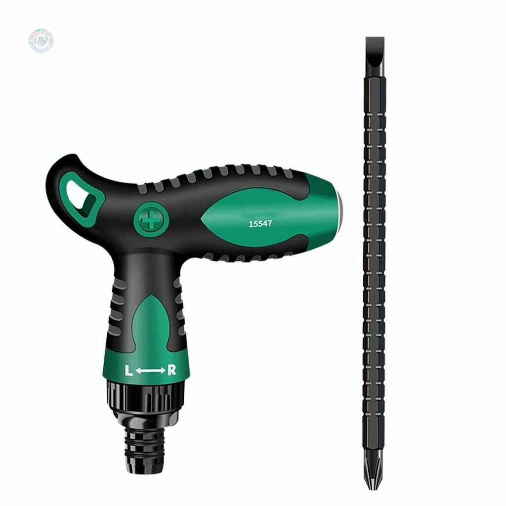 Отвертка с трещоткой двусторонняя телескопическая для ремонта автомобиля и бытовой техники стальная магнитная ручка