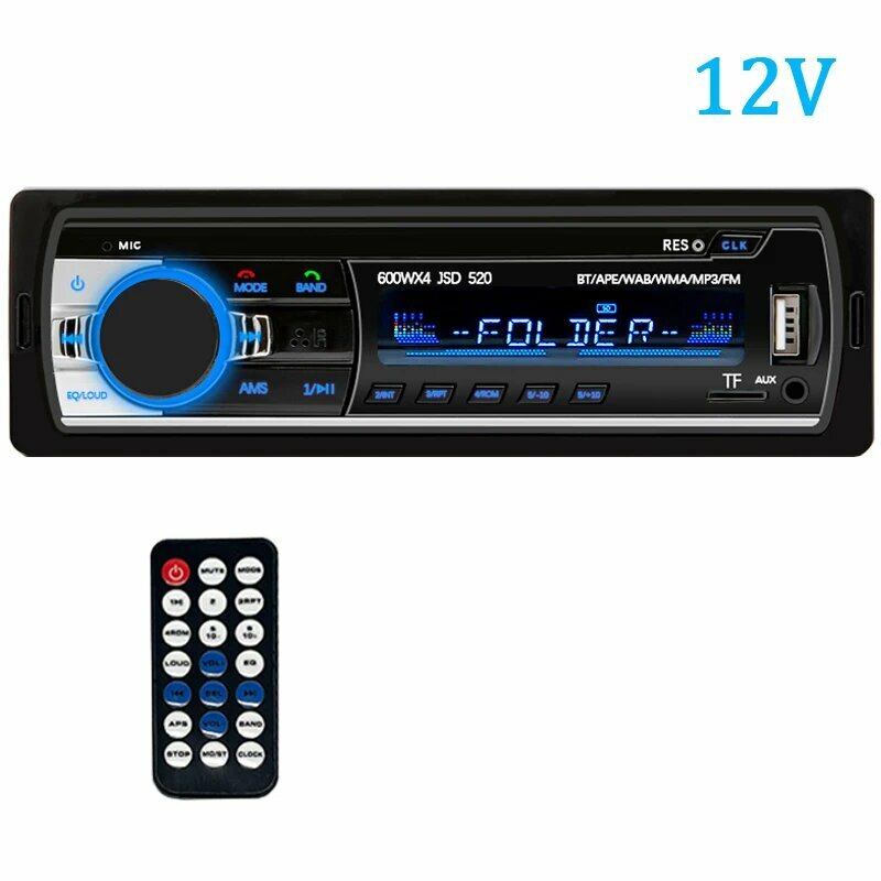 Автомагнитола 1 din, стерео плеер, цифровой автомобильный mp3-плеер с Bluetooth, 60Wx4, FM-радио, стерео, аудио, музыка, USB/SD с входом AUX для приборной панели, A
