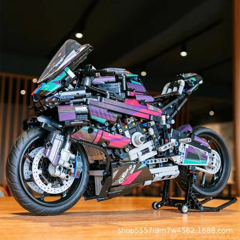 Совместим с Lego Kawasaki hr2, строительные блоки для мотоциклов, детский собранный механический набор, модель мотоцикла, игрушечный автомобиль для мальчиков