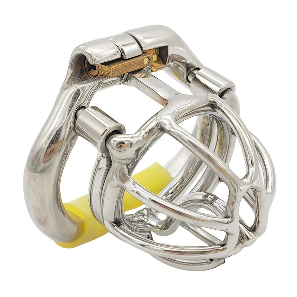 Мужское устройство целомудрия из нержавеющей стали со съемным шарнирным кольцом для пениса с проколом PA, замок пояса целомудрия, маленькая клетка для члена