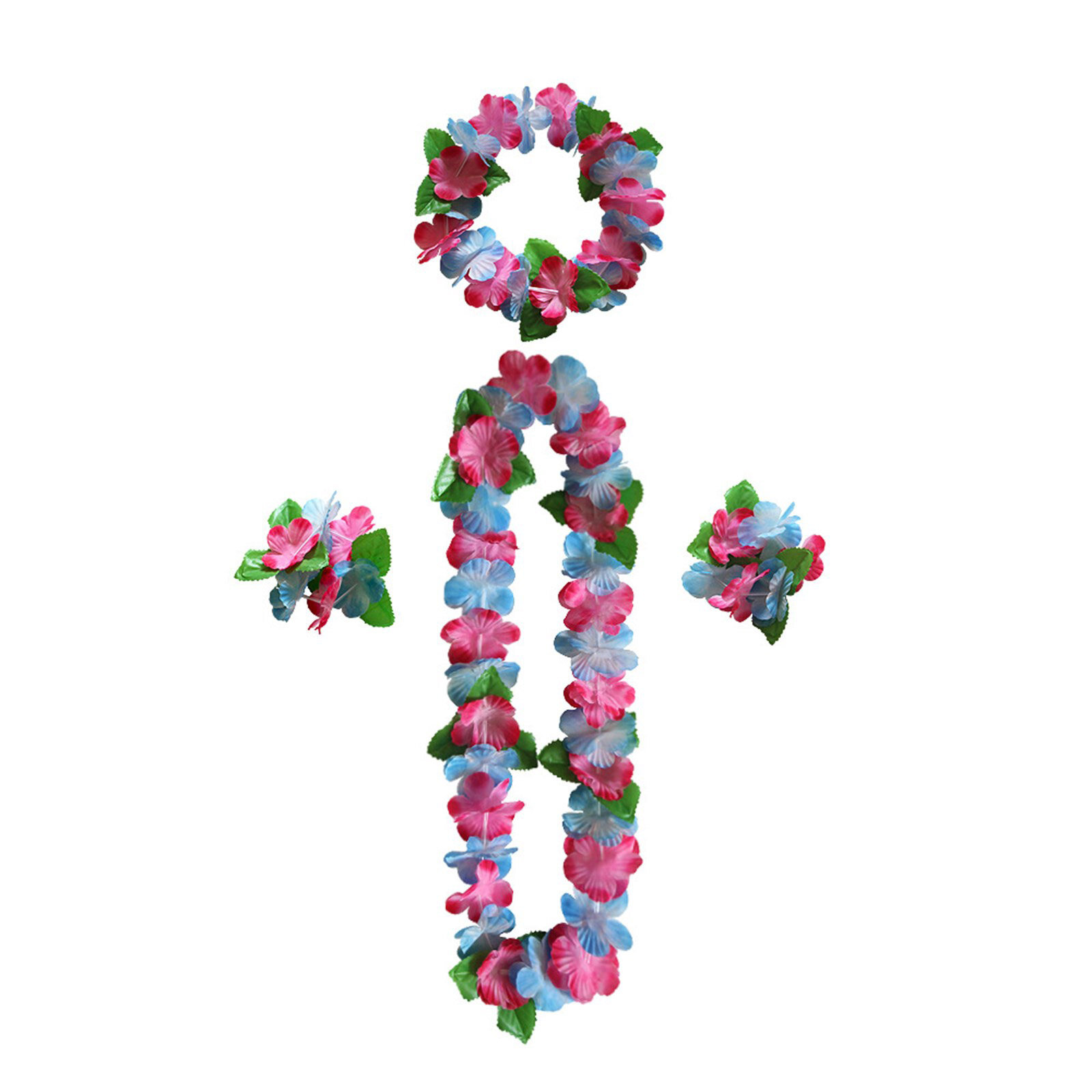 Набор гавайских леи ожерелья повязки на голову украшения для тропических вечеринок
