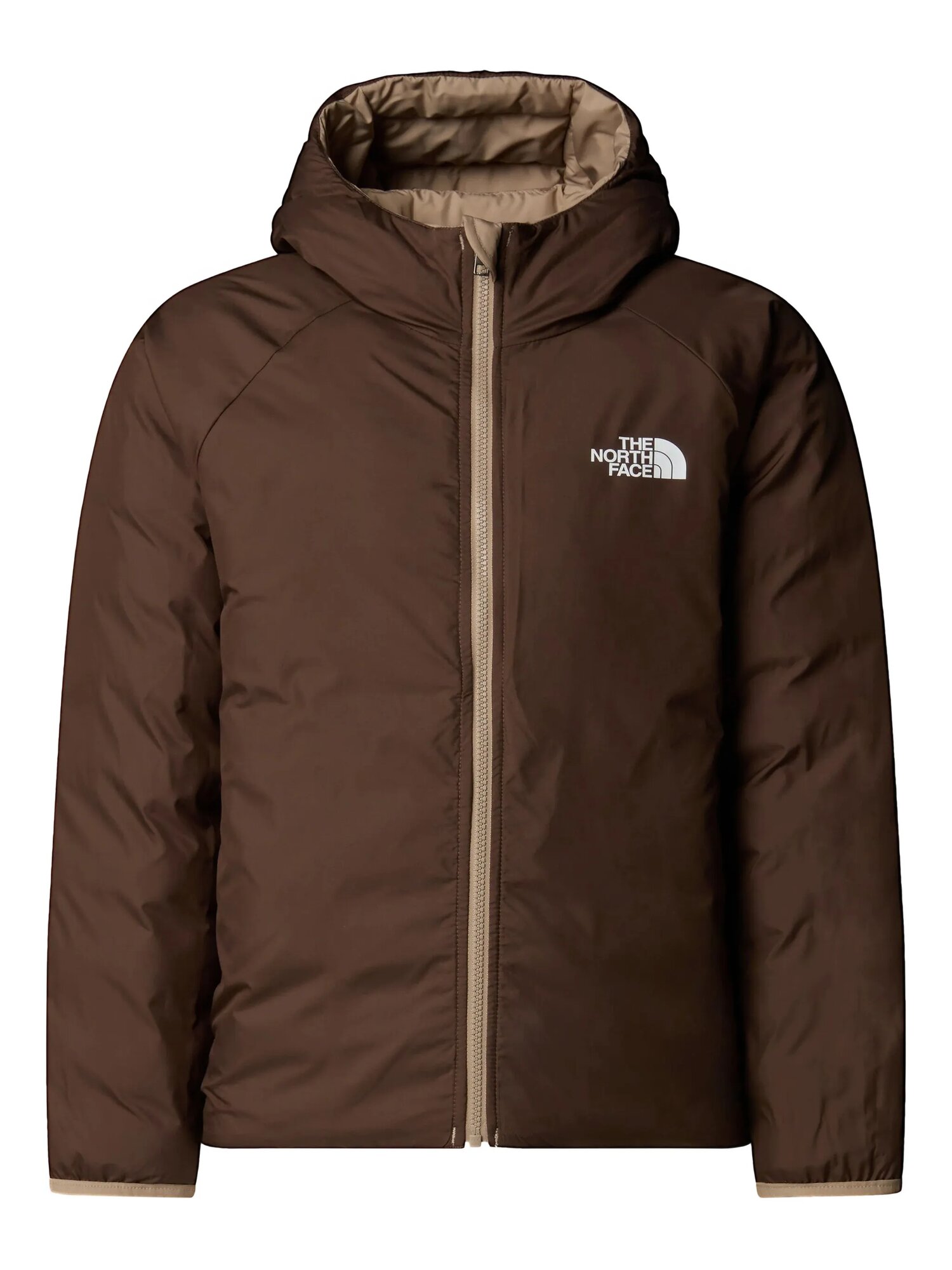 Пуховик The North Face, размер 146-152, бежевый цветы мелкие — фото 1