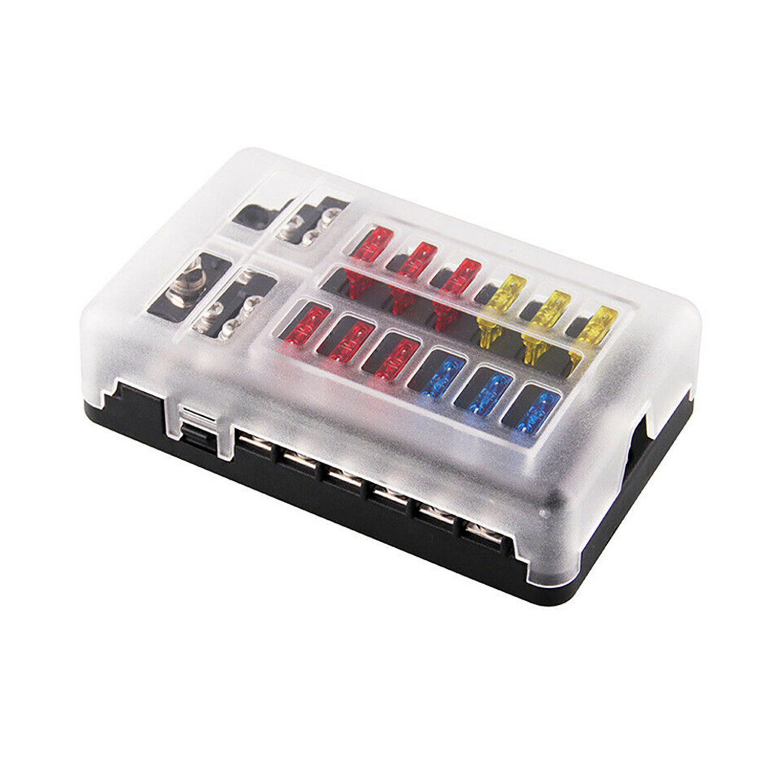 Универсальный блок предохранителей 12-типных автомобильный держатель предохранителей с электродом коробка для автомобильных предохранителей соединительная коробка для автомобильных предохранителей с светодиодом черного цвета PBT+PC для предохранителей