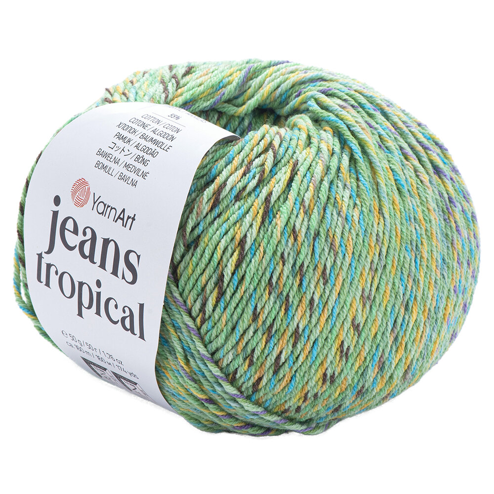 Пряжа для вязания YarnArt Jeans tropical 616 зеленый 50 гр/160 м 55% хлопок, 45% полиакрил