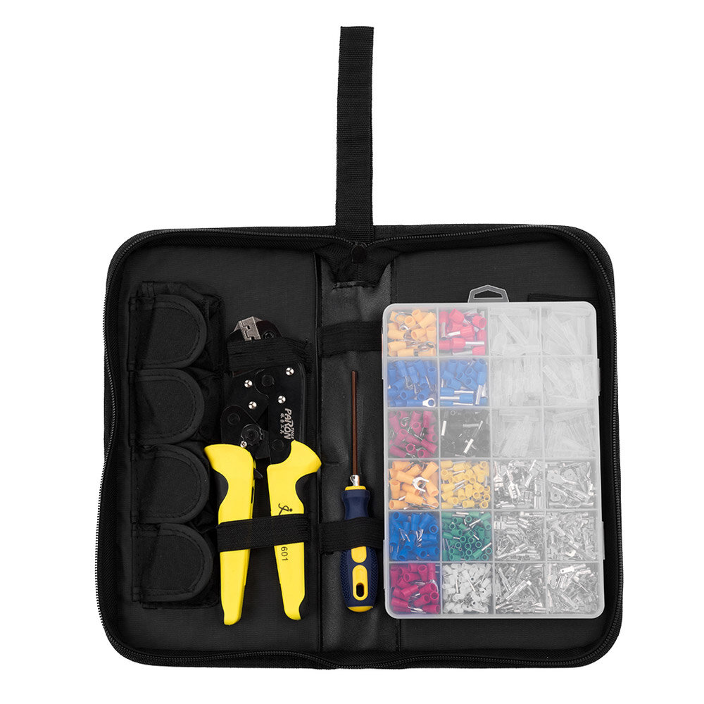 Набор для обжима клемм проводов с заменяемыми губками, изолированными зажимами и храповым механизмом, 850 штук, 0,5-6,0 мм², в упаковке.