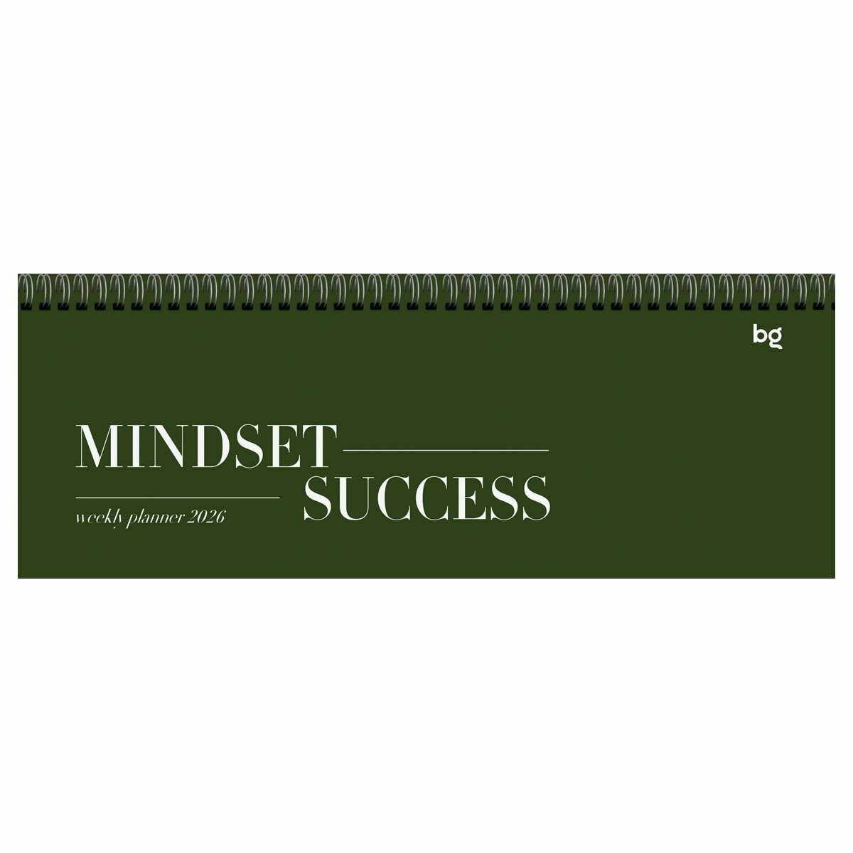 Планинг датированный 2026г, 64л, 285*100мм, картон, BG "Mindset", хаки, фольга