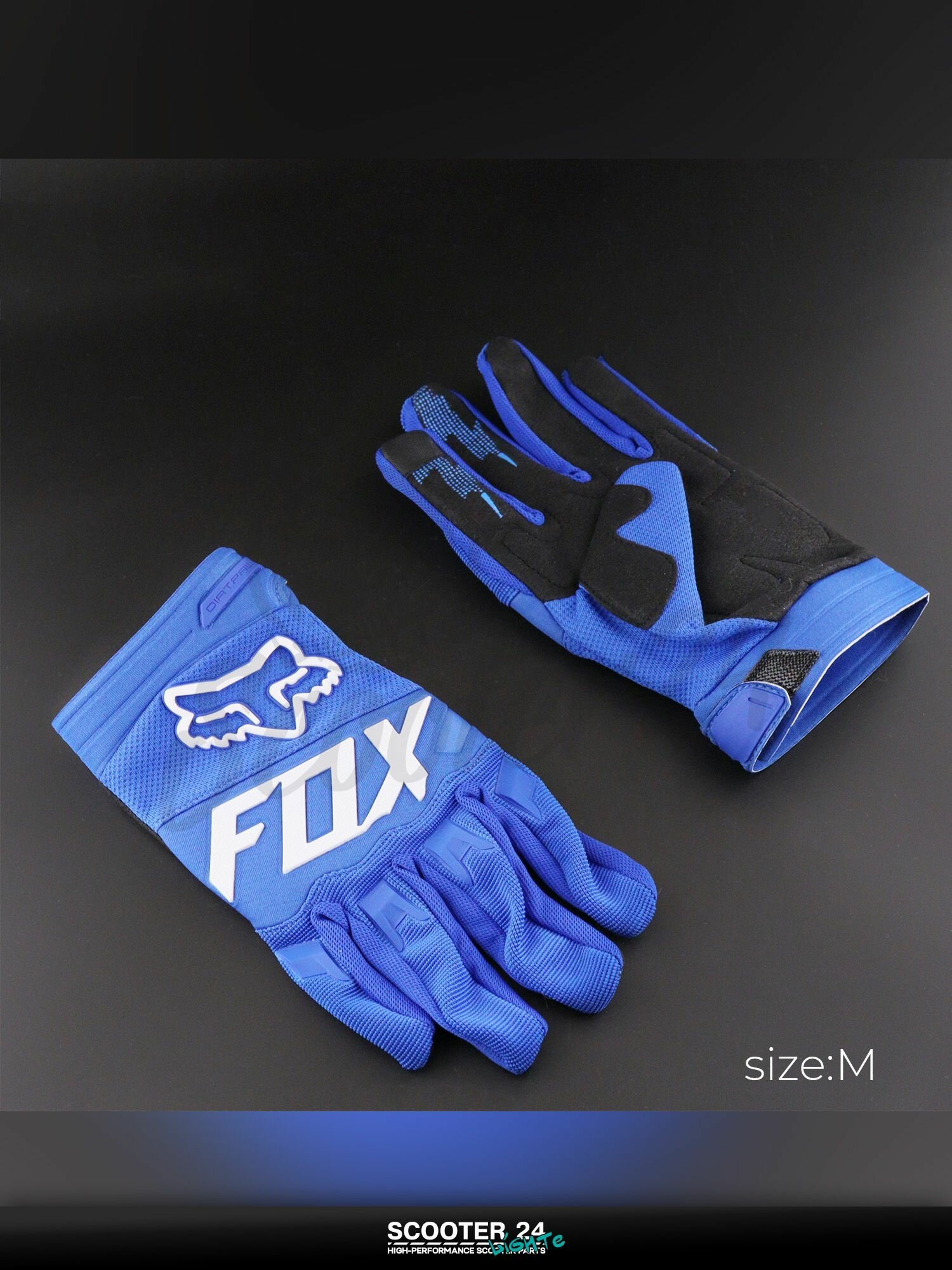 Перчатки мото универсальные, эндуро / питбайк "FOX" (mod:033, size: M, Синий) "DIRTPAW"