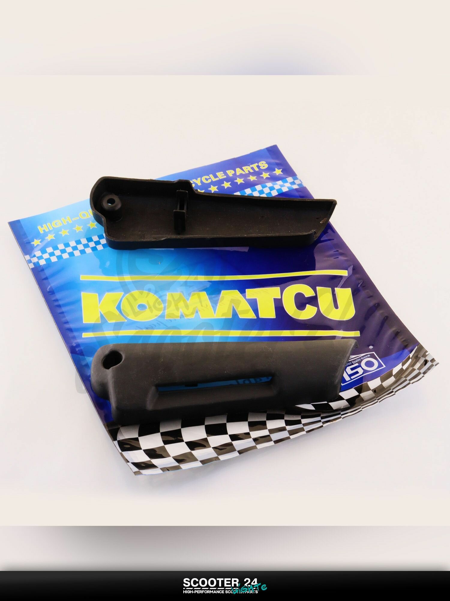 Пластик на скутер Suzuki AD50 накладки на перья (черные) "KOMATCU" / Сузуки Ад