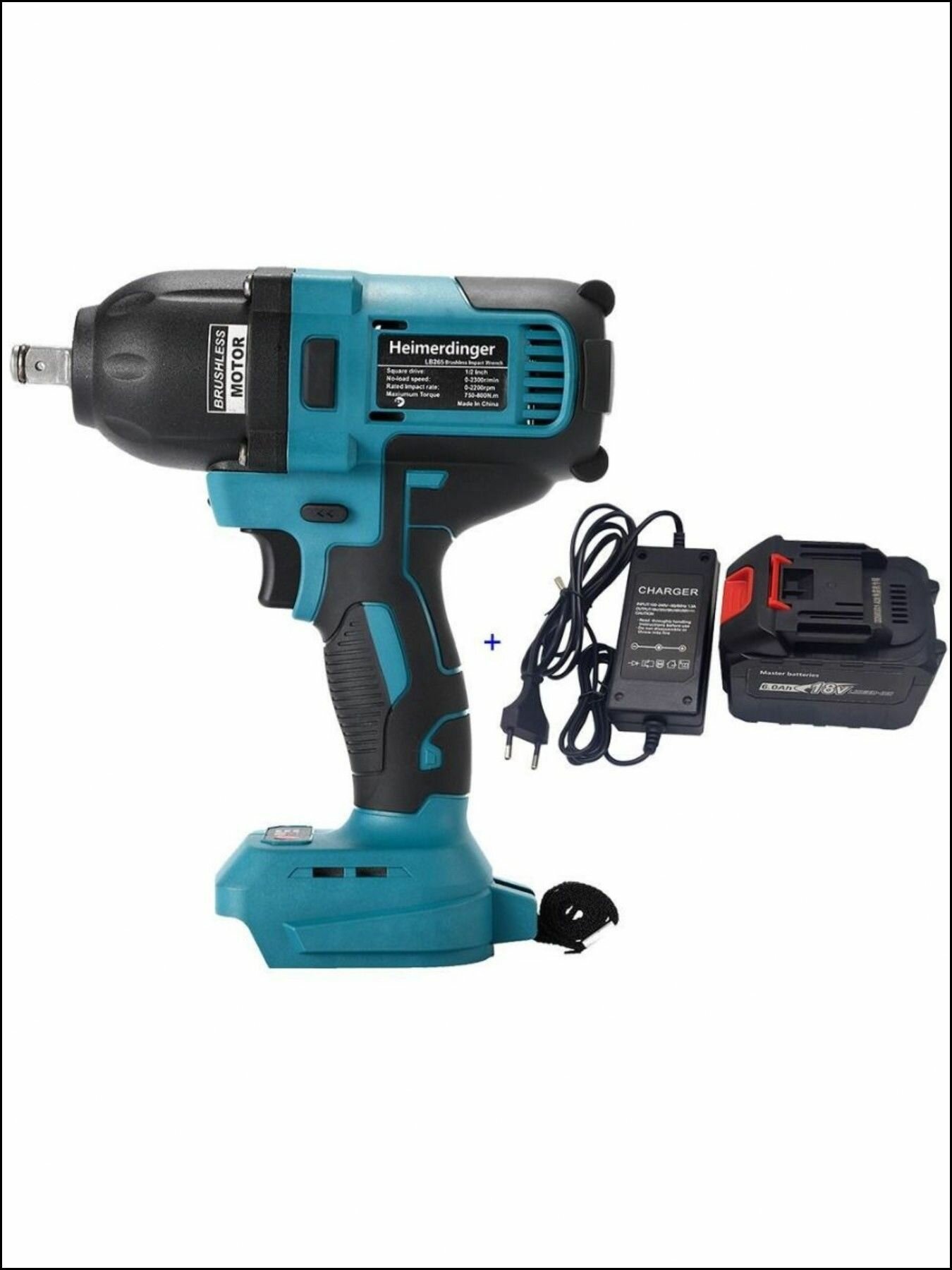 Бесщеточный беспроводной ударный гайковерт Heimerdinger 800 Н. М,18В, 1х6 Ач Li-Ion, LB265