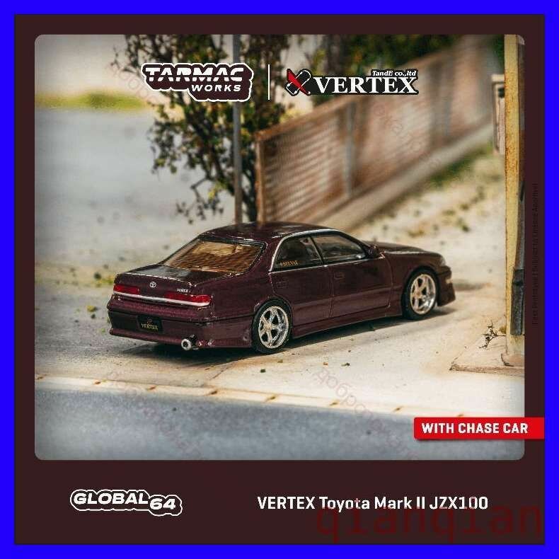 Машинка TW Tarmac Works 1:64 Alloy car model toy VERTEX TOYOTA MARK II JZX100 purple