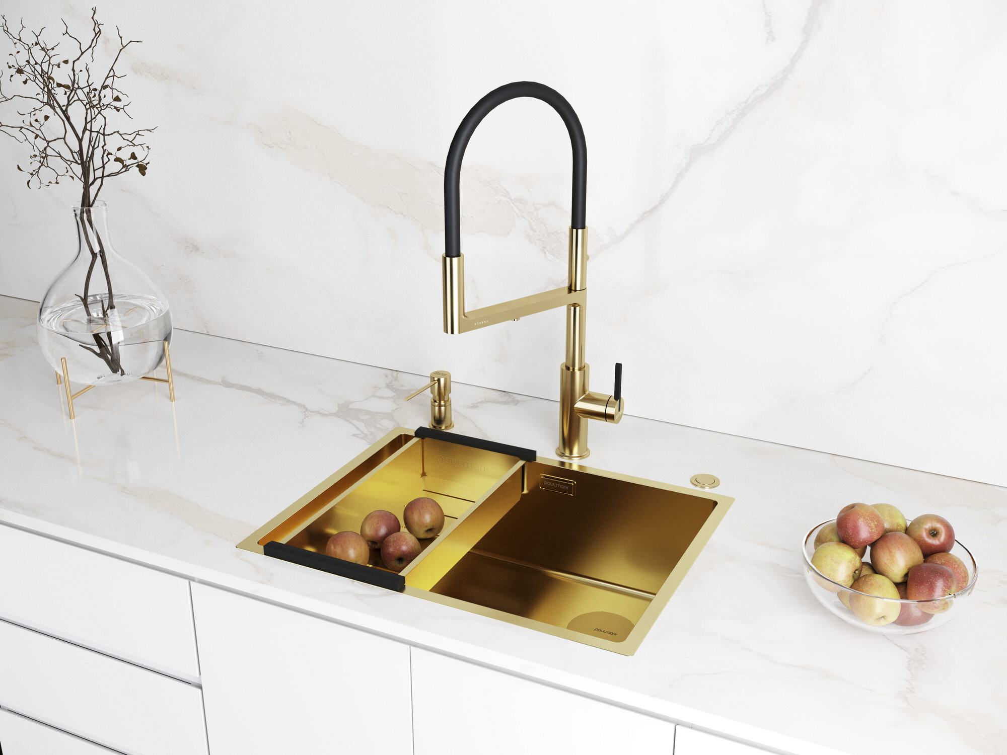 Дозатор для моющего ср-ва Paulmark KRAFT D003-BG брашированное золото — фото 1