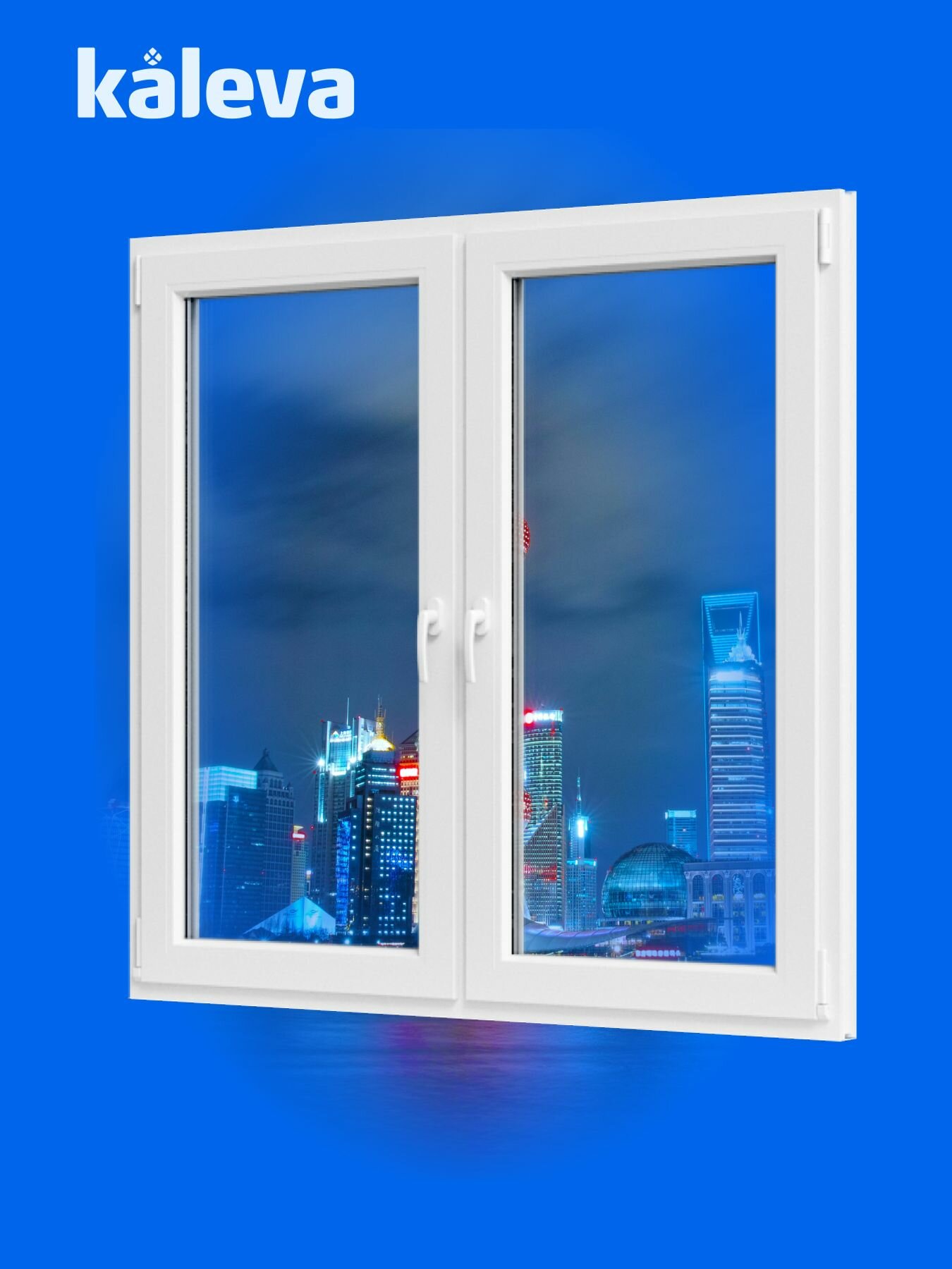 Окно Kaleva 100х115 2-створчатое поворотная левая и поворотно-откидная правая 2-камерный энергосберегающий стеклопакет