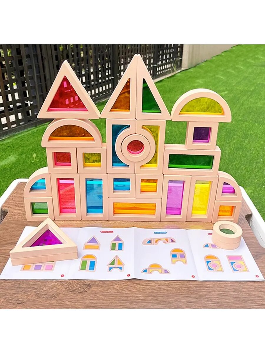 Акриловые геометрические блоки (25 шт, прозрачные)