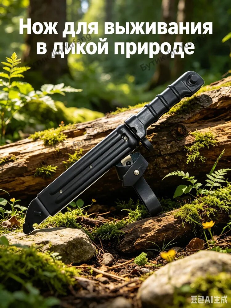 Штык-нож АК 6х5, военный сувенир, нож для выживания в дикой природе, черный, 460г, Китай
