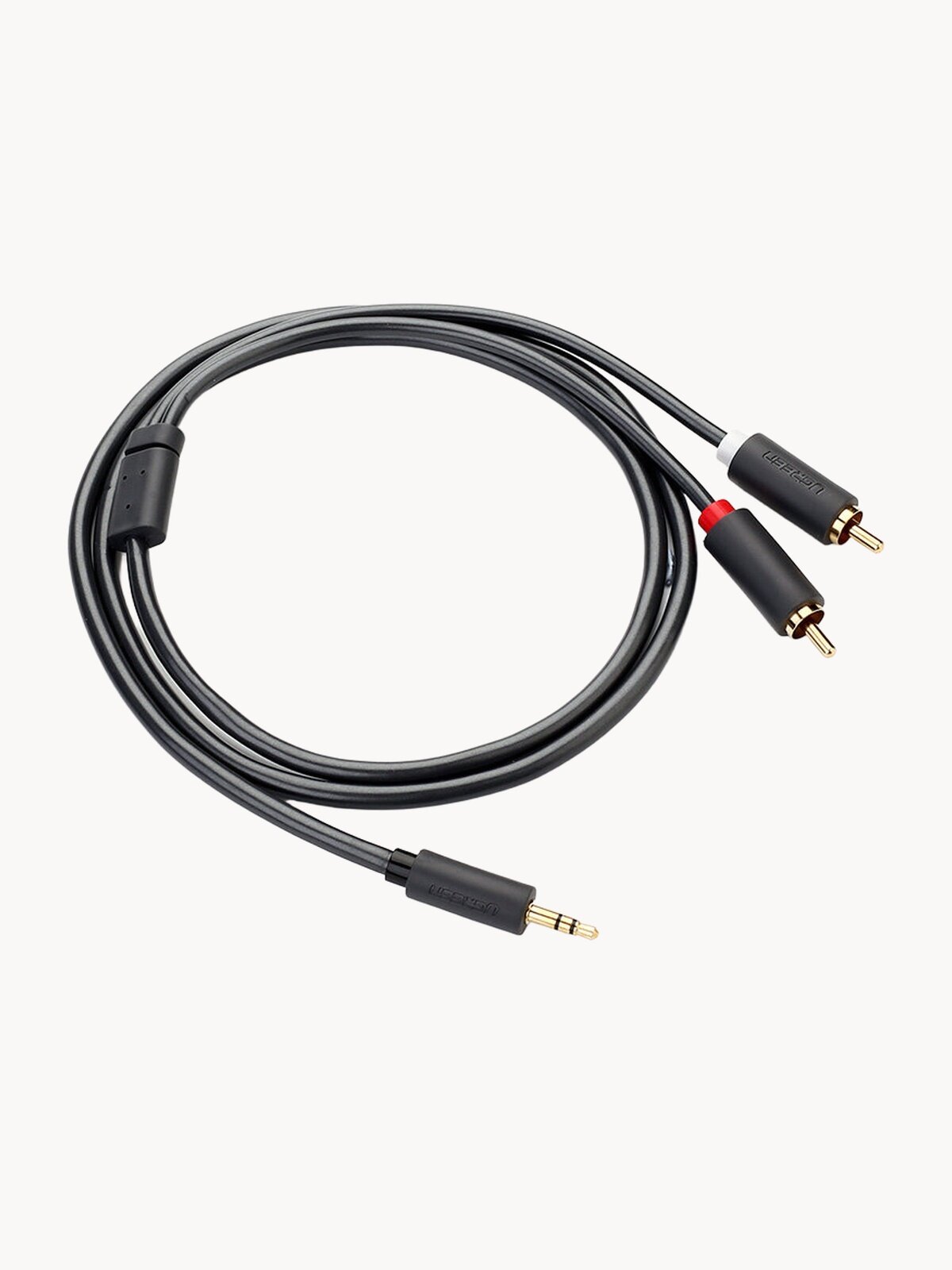 Аудиокабель UGREEN AV102 (10511) 3.5mm Male to 2RCA Male Audio Cable. Длина: 1,5м. Цвет: серый