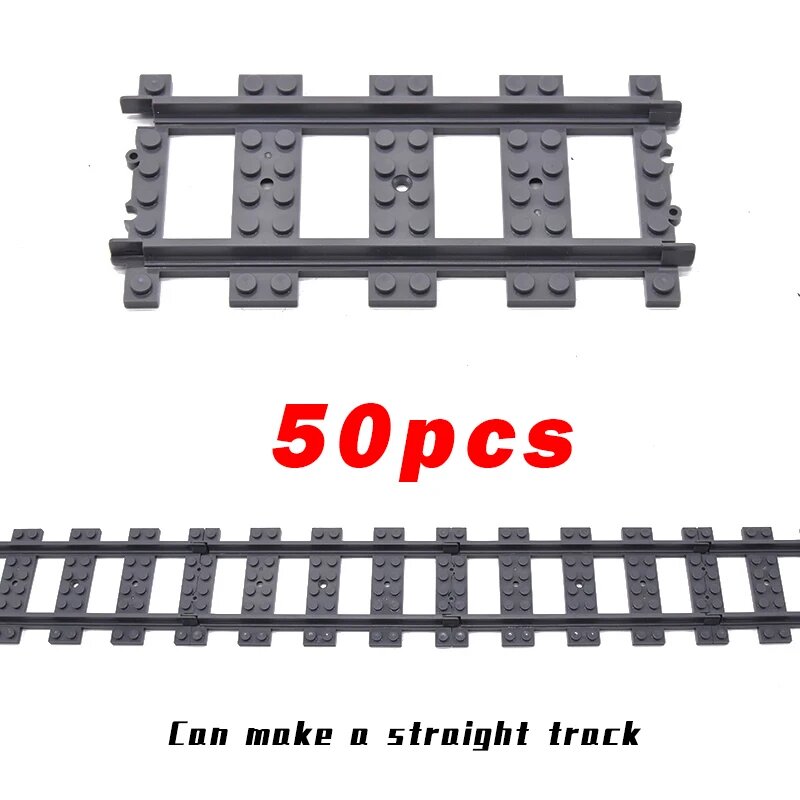 Конструктор Urban Brick Train, 50 шт, черный, прямая рельса