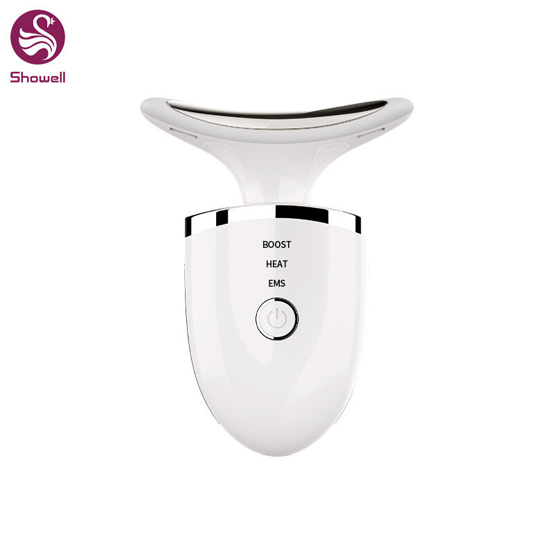 Ролик для омоложения кожи EMS с микротоками и вибрацией, устройство для подтяжки и укрепления шеи, многофункциональный массажный прибор с изогнутой формой для красоты